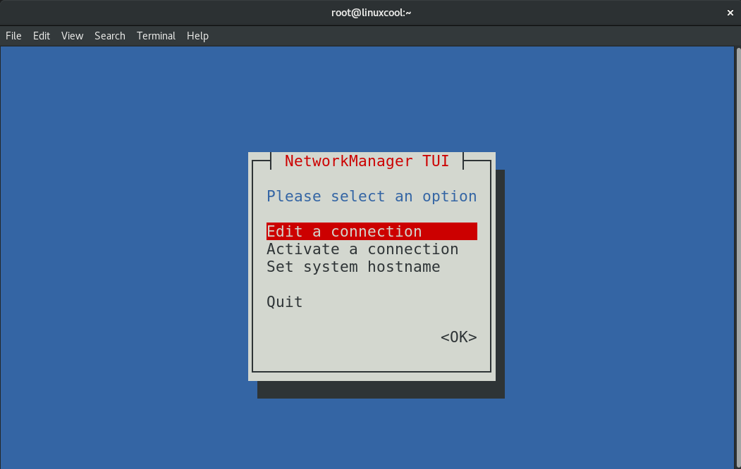 nmtui命令 – 管理网卡配置参数 – Linux命令大全(手册)